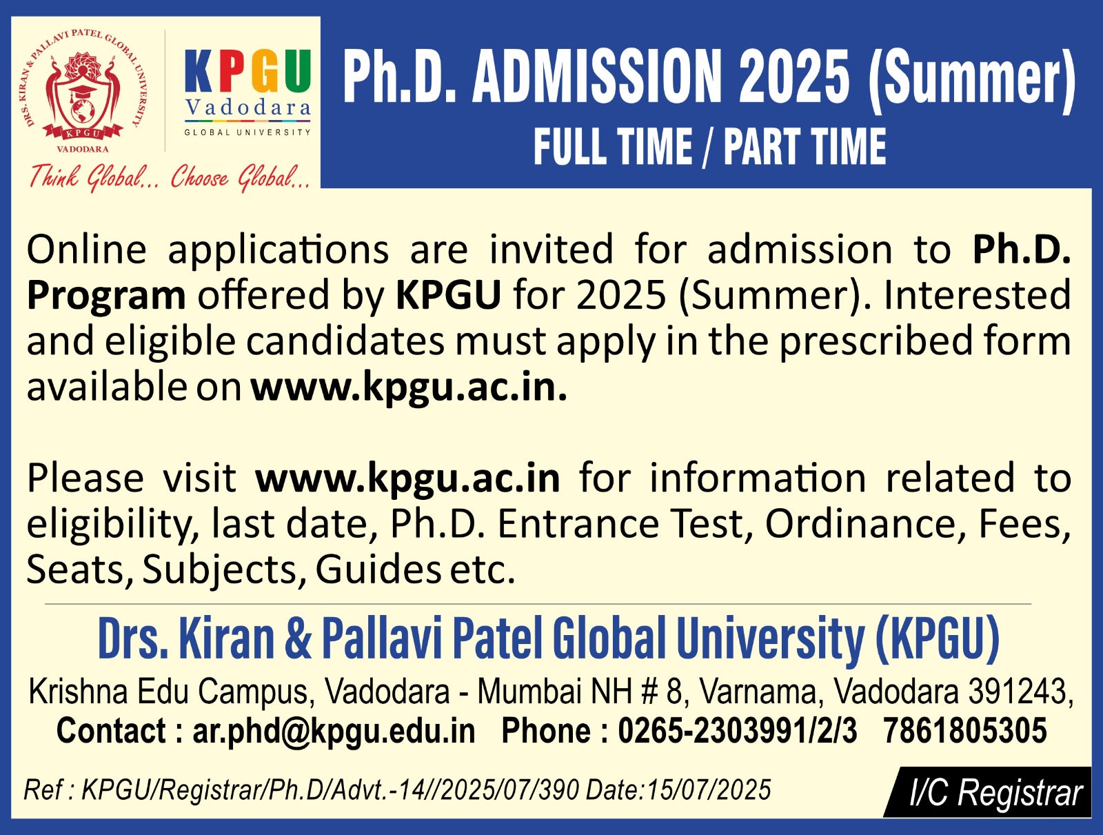 KPGU - Drs. Kiran and Pallavi Patel Global University